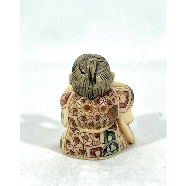 Chinese Netsuke - the Peach Seller and the Golden Ingot Bearer, a Pair ...