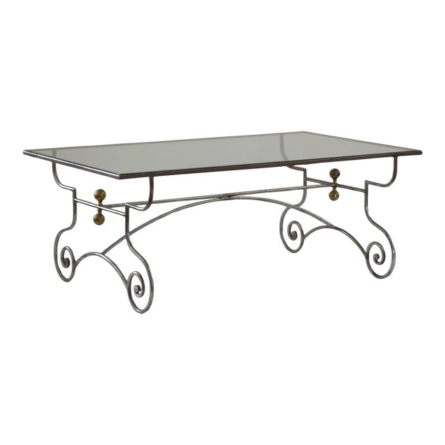 1980s Postmodern Steel and Brass Coffee Table | Chairish