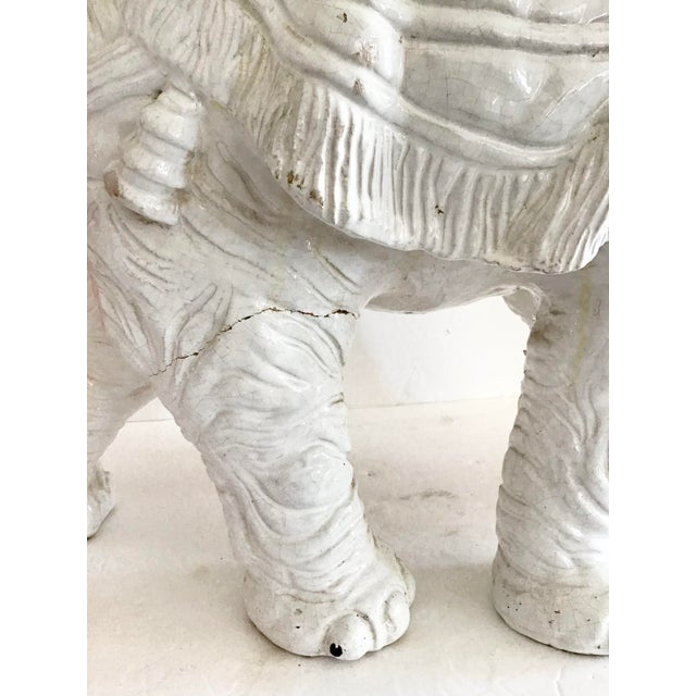 White Elephant Glazed Terra Cotta Cocktail Table With Glass Top | Chairish