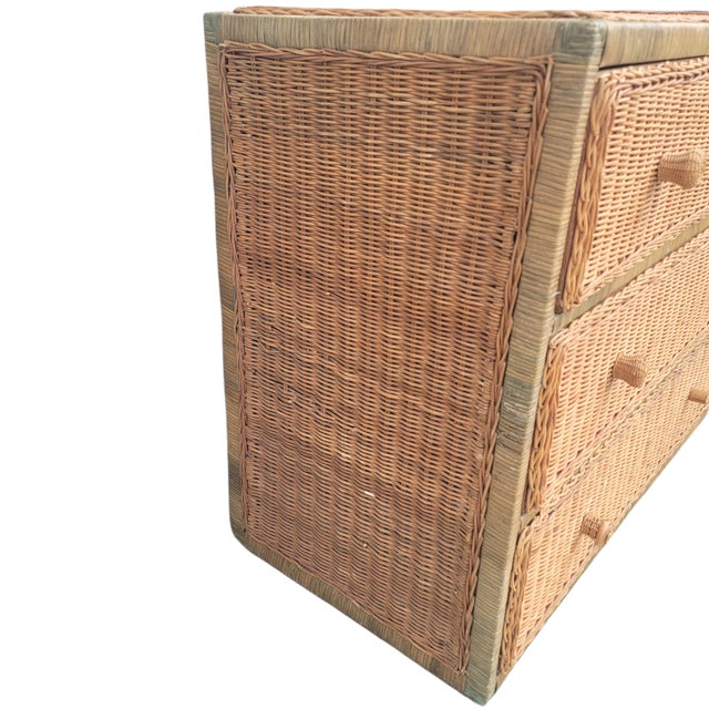 Vintage Wicker 3-Drawer Chest | Chairish