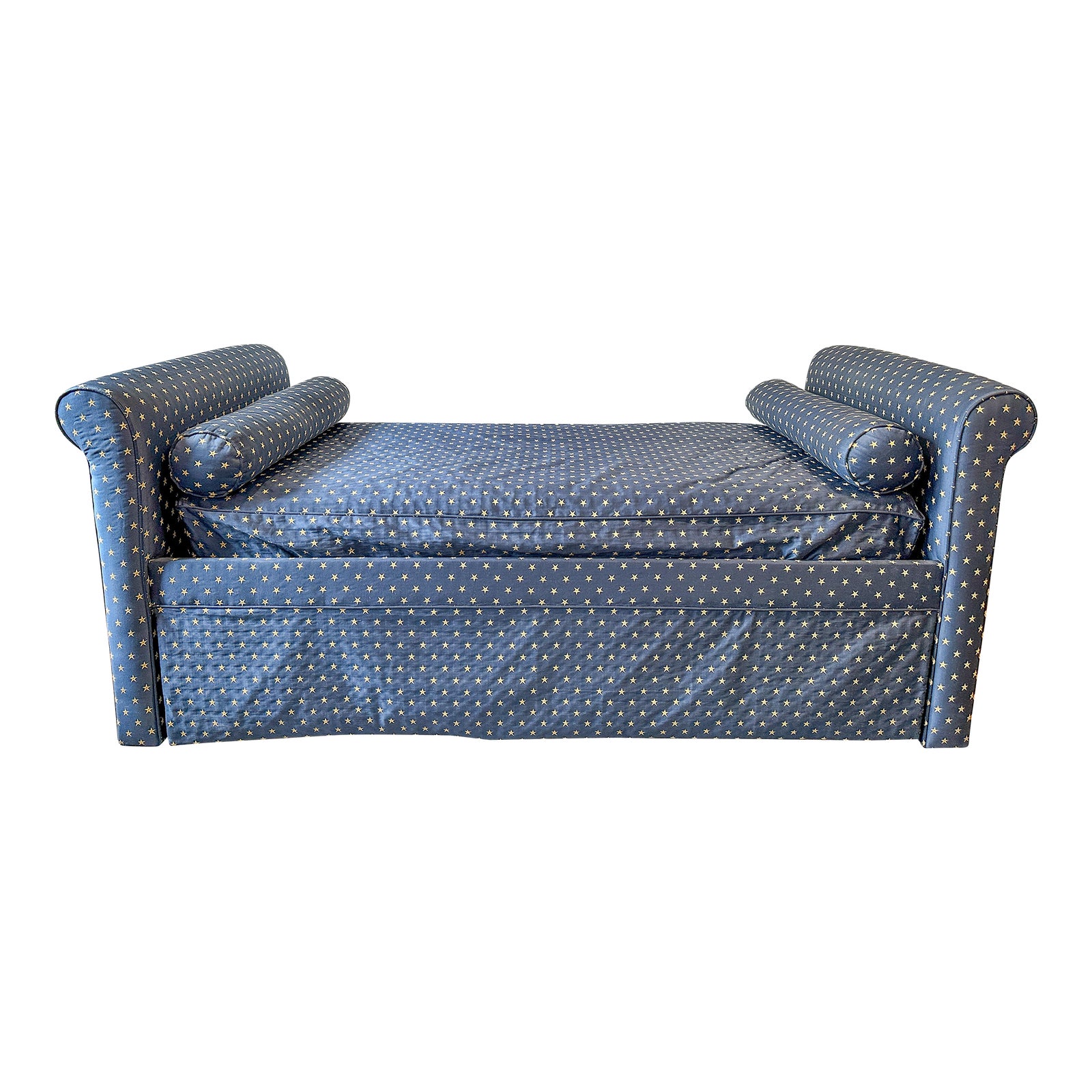 Custom Upholstered Daybed With Navy Nautical Star Fabric | Chairish