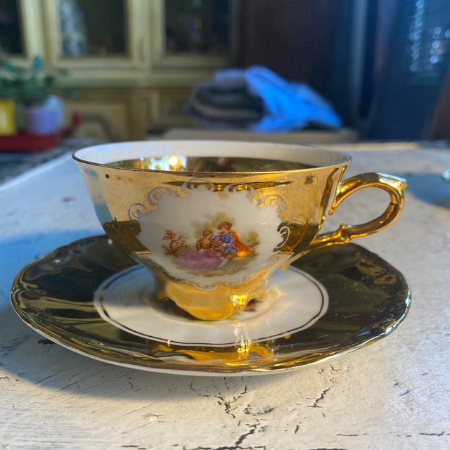 1950s Stw Bavaria Germany Courting Couple Demitasse Tea Cups & Saucers ...