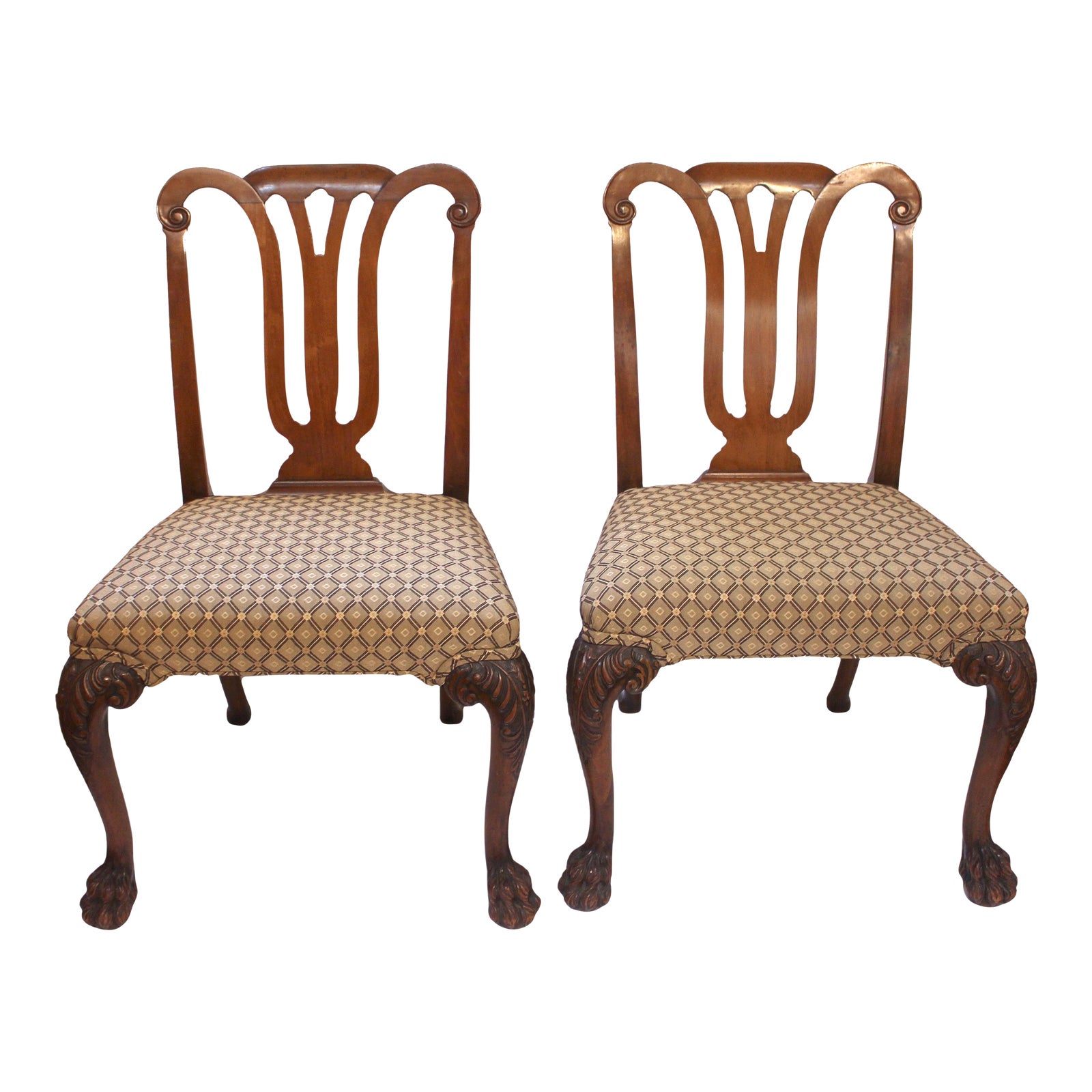 Late 19th Century Pair of George II Style Irish Side Chairs | Chairish