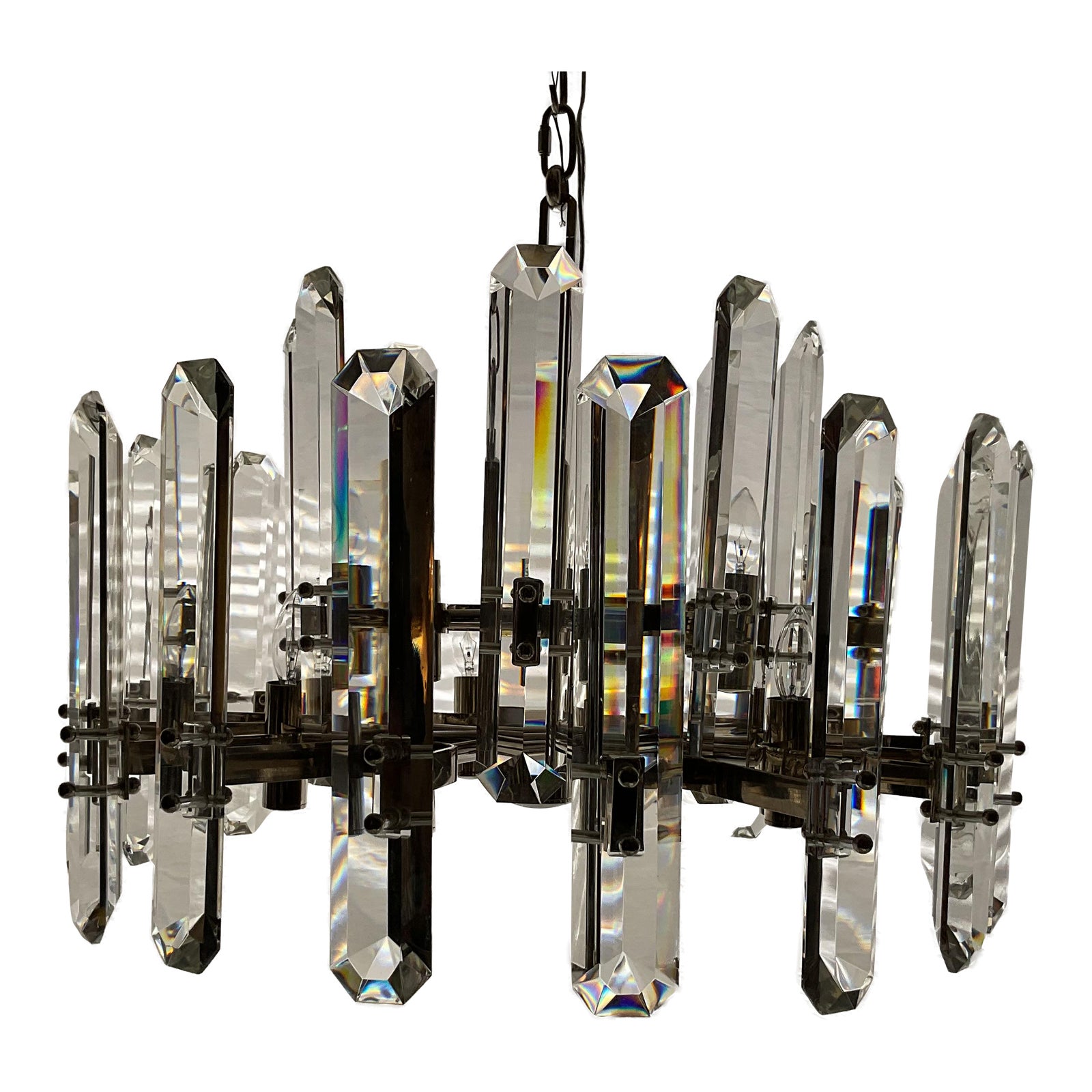 LaVan Modern Faceted Crystal Chandelier | Chairish