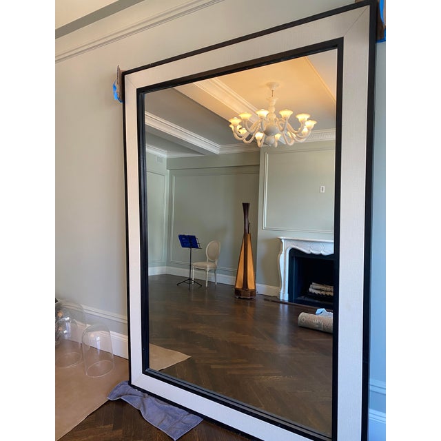 2000s Custom Black & Cream Floor Mirror | Chairish