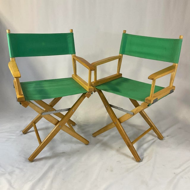 Vintage Folding Directors Chairs in Kelly Green - A Pair | Chairish