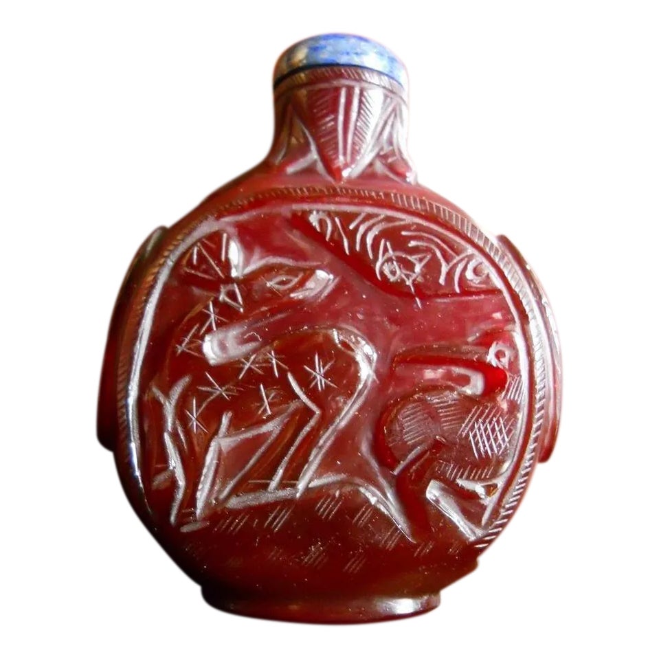 Late 19th Century Antique Chinese Carved Peking Glass Snuff Bottle ...