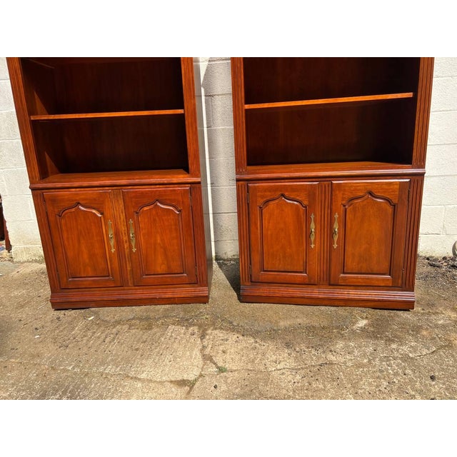 Mid 20th Century Thomasville Pair Solid Cherry Bookcases | Chairish