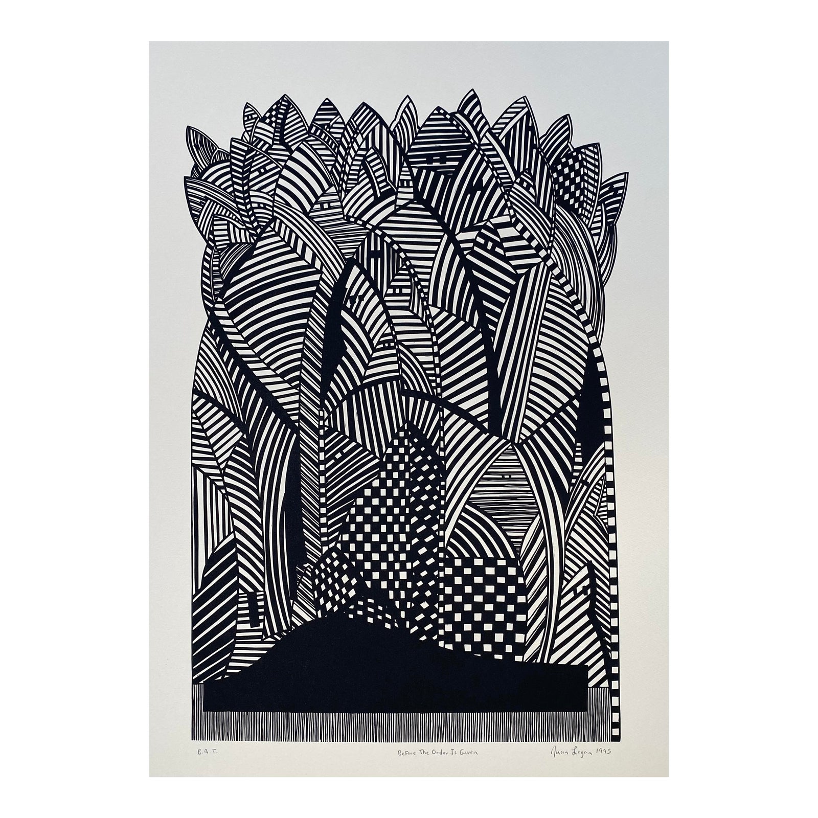 1995 Juan Logan Before the Order Is Given Linocut From Rwanda Series ...