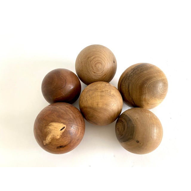 Natural Wood Carpet Balls - Set of 6 | Chairish