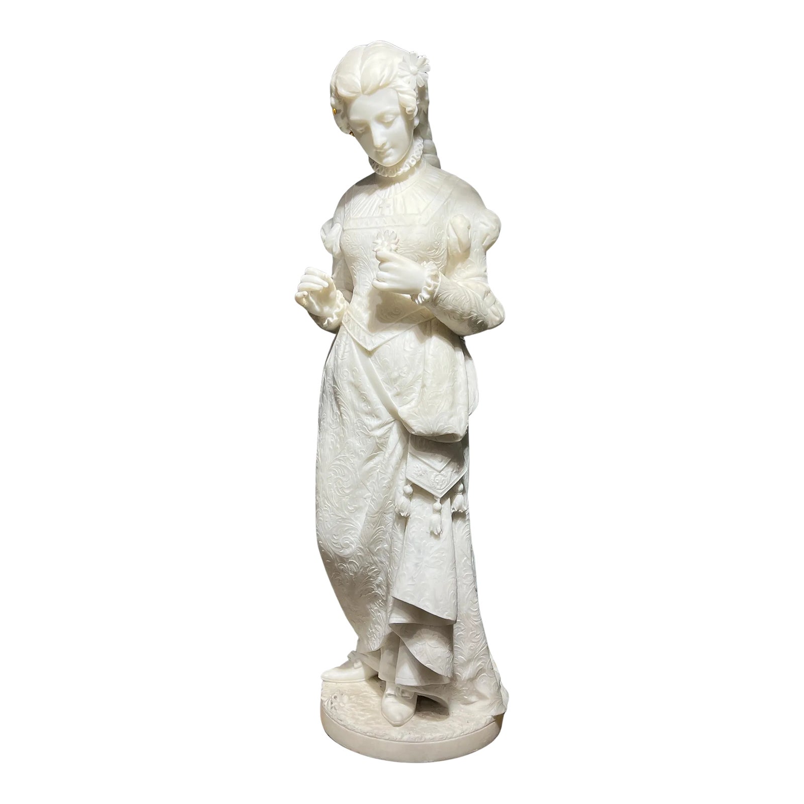 Ferdinando Vichi Italian White Marble Sculpture of a Female | Chairish