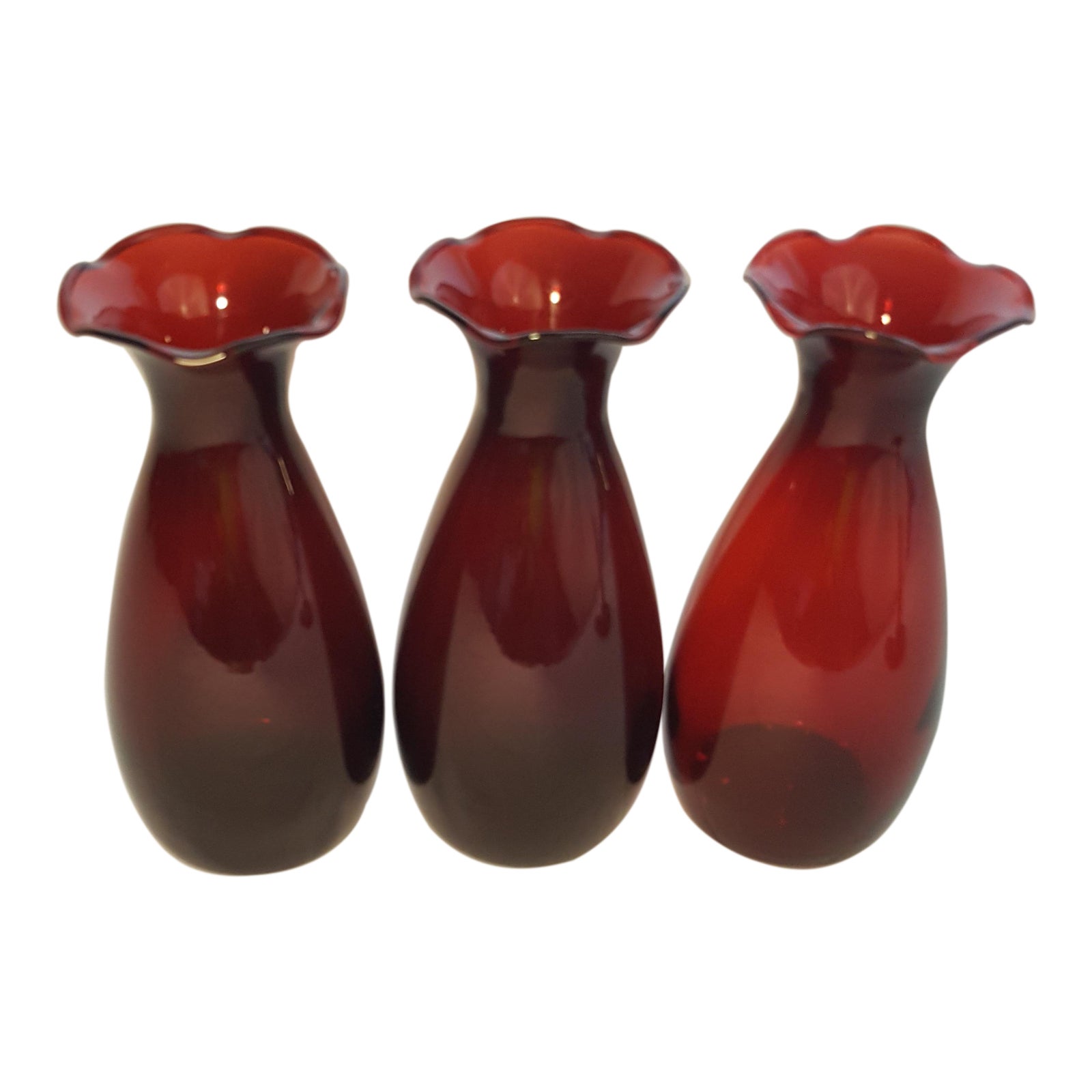 Anchor Hocking 65 Royal Ruby Vase Set Of 3 Chairish