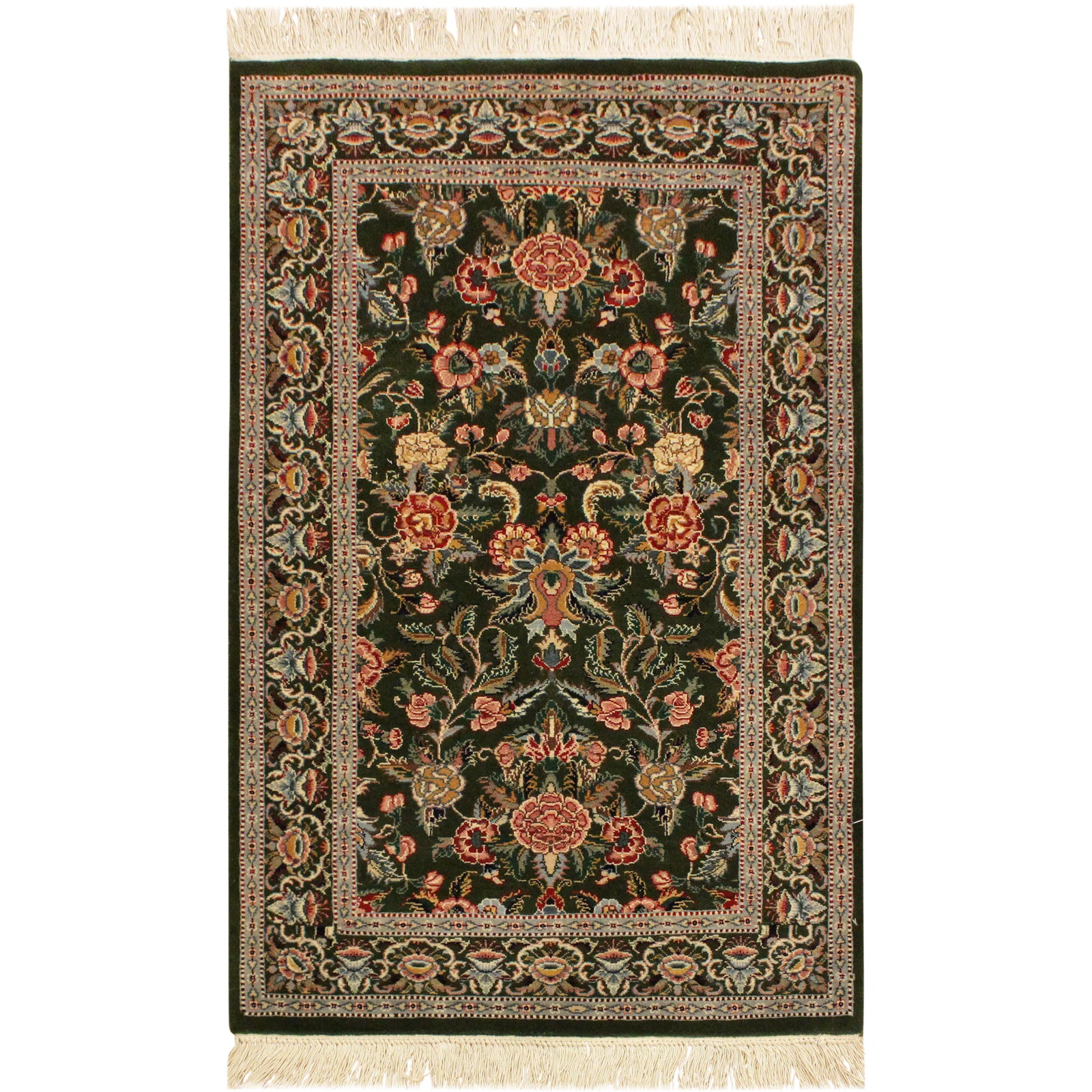 1990s 1990s Heritage Green and Gray Wool Rug (2'6 X 4'3) | Chairish