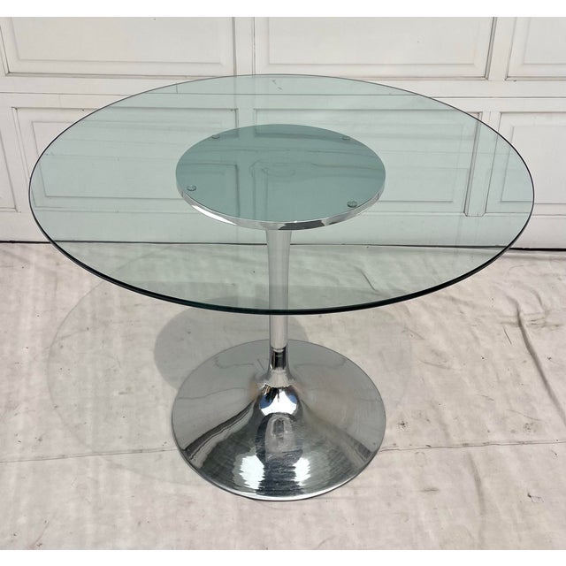1970's Tulip Chrome and Glass Round Dining Table | Chairish