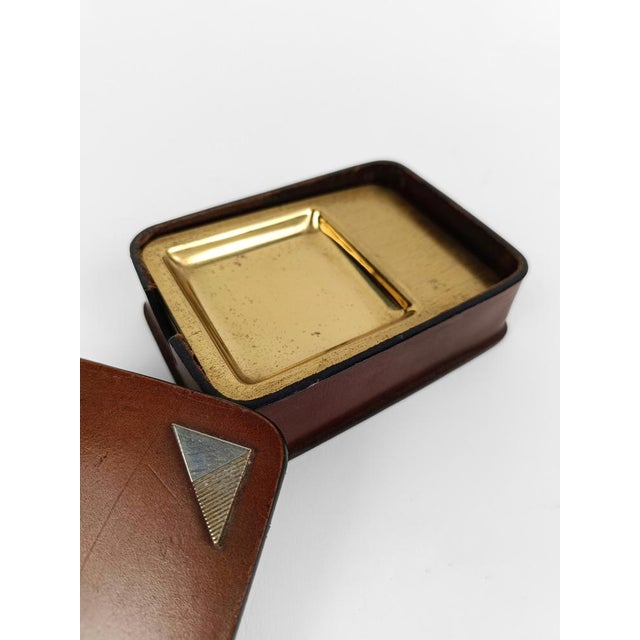 Vintage Individual Ashtrays Set in Gilded Metal and Italian Leather ...