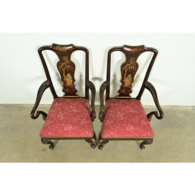 Henredon Chinoiserie Queen Anne Hand Painted Oak and Burl Wood ...