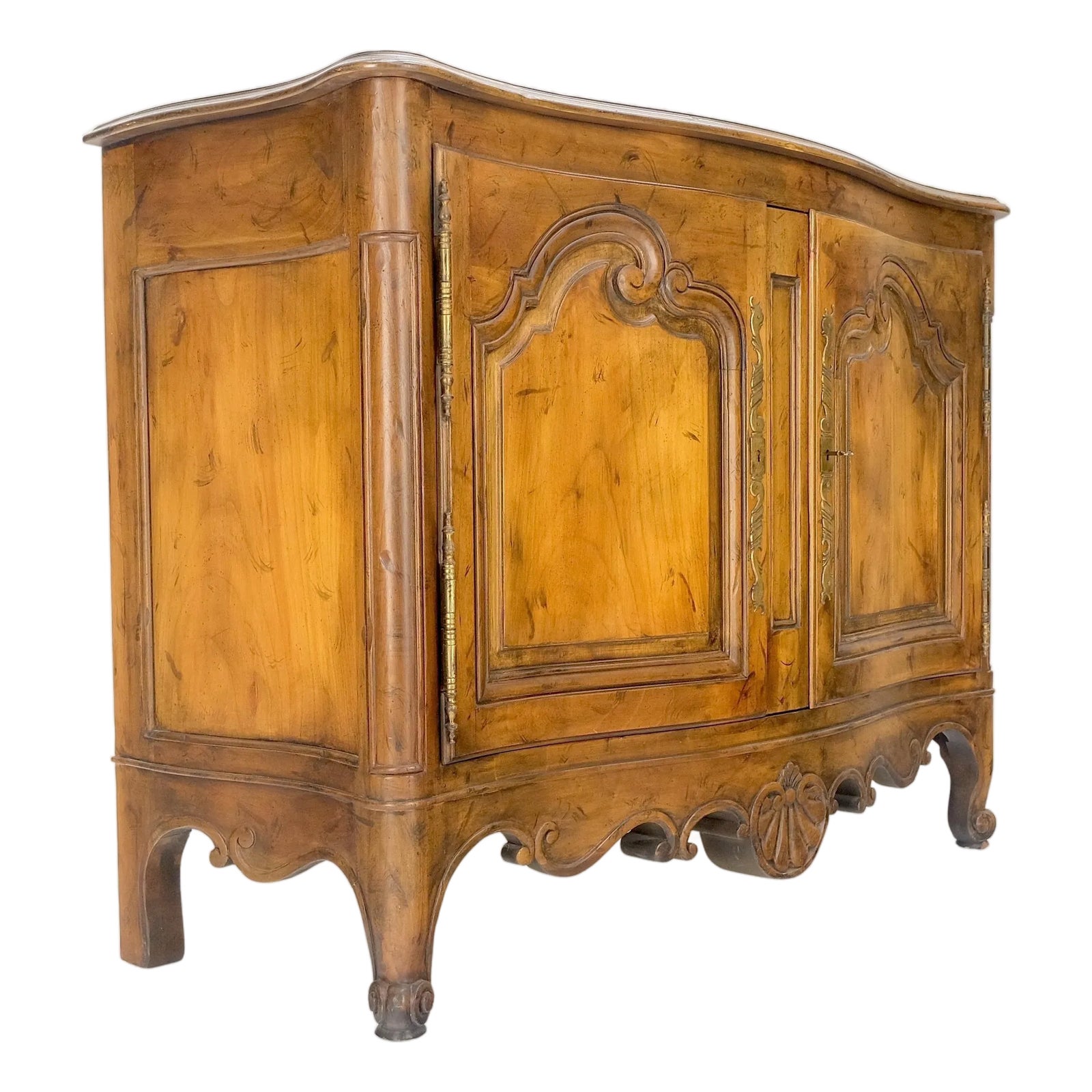 Baker Spanish Colonial Large Carved Double Doors 2 Drawers Compartment ...
