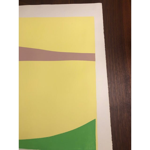 Minimalist Yellow, Green & Taupe Hand Painted Serigraph 4/10 by ...