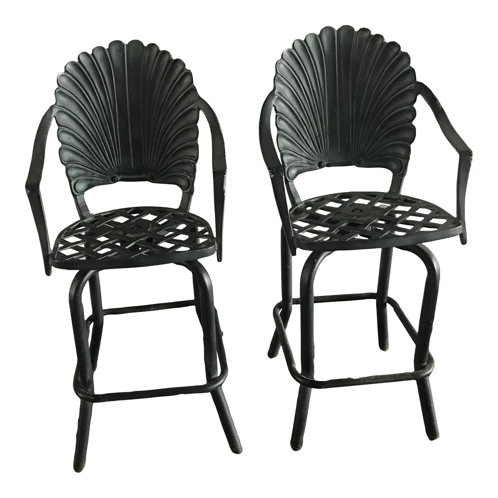 1960s Venetian Grotto Style Scalloped Shell Back Bar Stools - Set of 2 ...