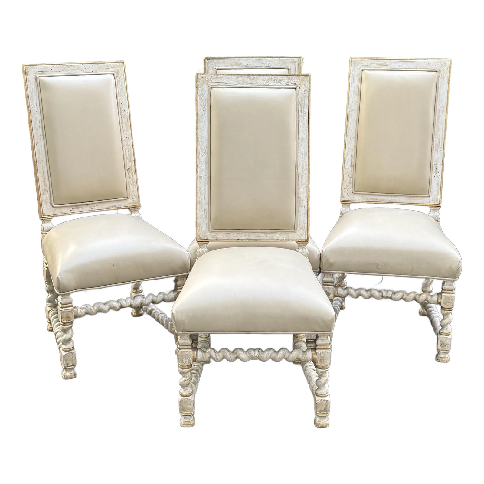 Sam Moore Rustic European Painted Barley Twist Dining Chairs - Set of 4 ...