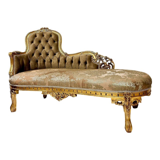 Rococo Style Light Coffee Lounge With Gold Details | Chairish