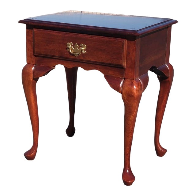 Mid 20th Century Vintage Queen Anne Style One Drawer Cherry Side Table ...