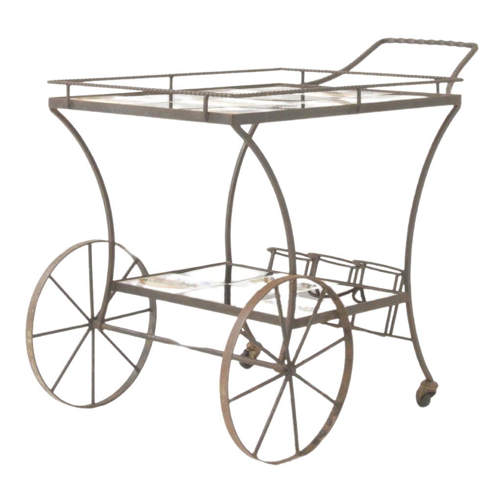 20th Century French Carriage Bar Cart on Wheels | Chairish