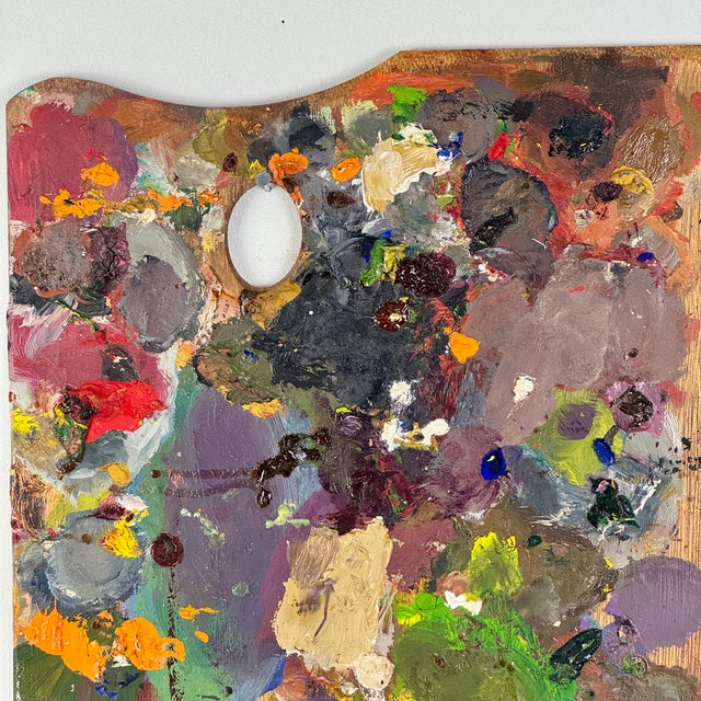 Vintage Artist's Rectangular Painting Palette With Multicolor Remnant ...