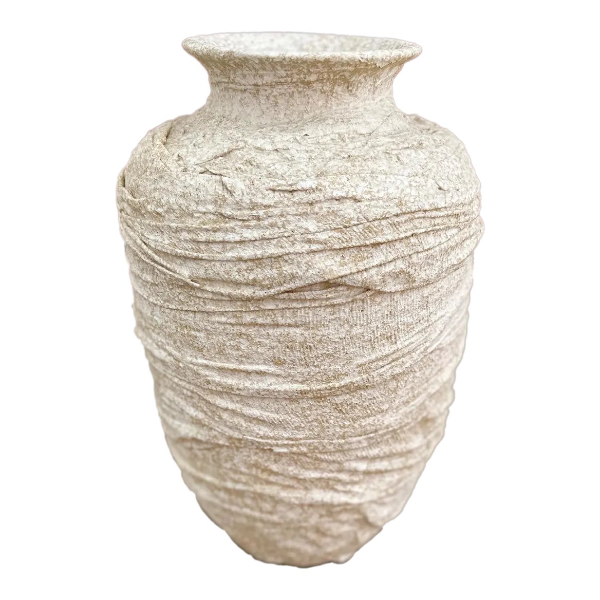 Vintage Plaster Layered Gauze Wrapped Vase | Chairish