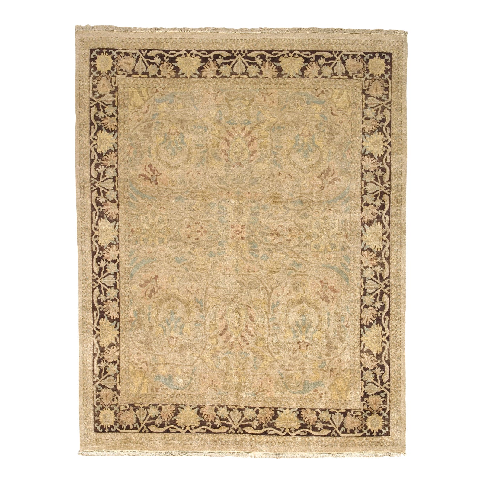 Hand-Knotted Kandahar Sultanabad Ivory/Walnut 12x15 Rug | Chairish