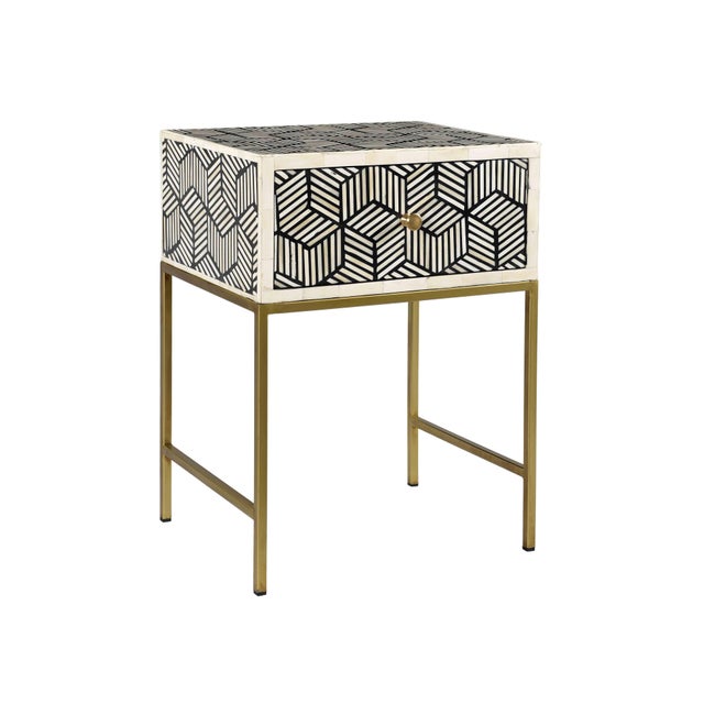 Faux Bone Inlay Side Table | Chairish