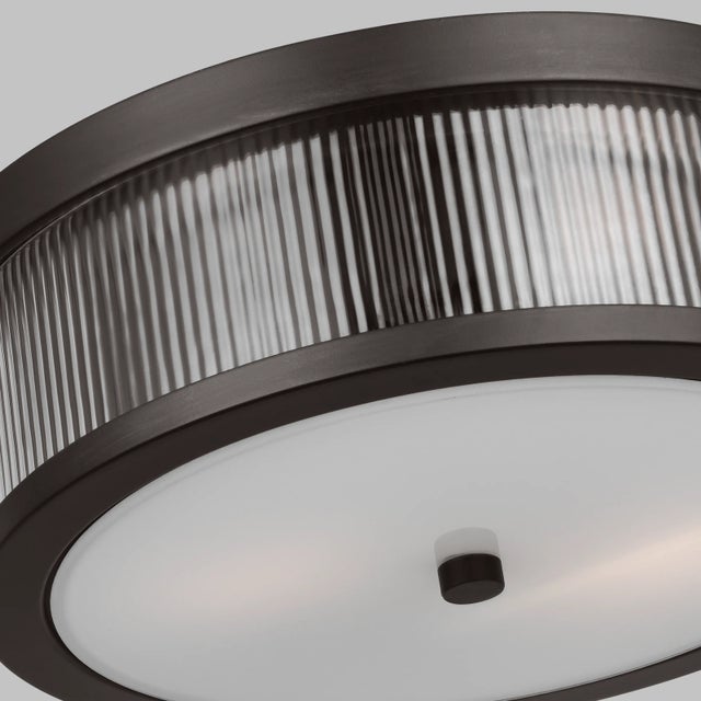 Chapman & Myers by Visual Comfort Studio Geneva 2-Light Flush Mount in Aged Iron | Chairish