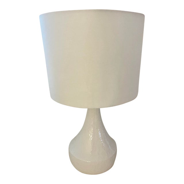 Textured Ceramic Tear Drop Shaped Table Lamp, White | Chairish