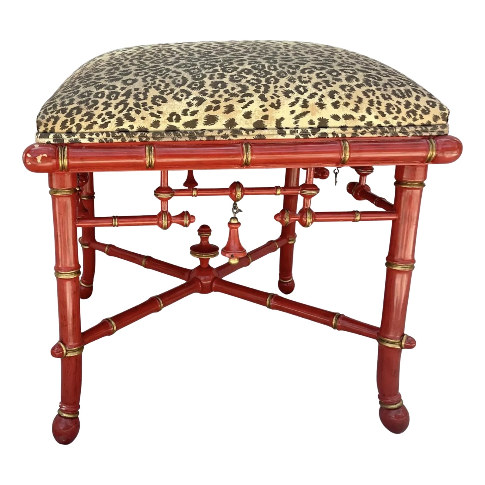 Chinoiserie Lacquered Faux Bamboo Foot Stool by Baker Furniture | Chairish