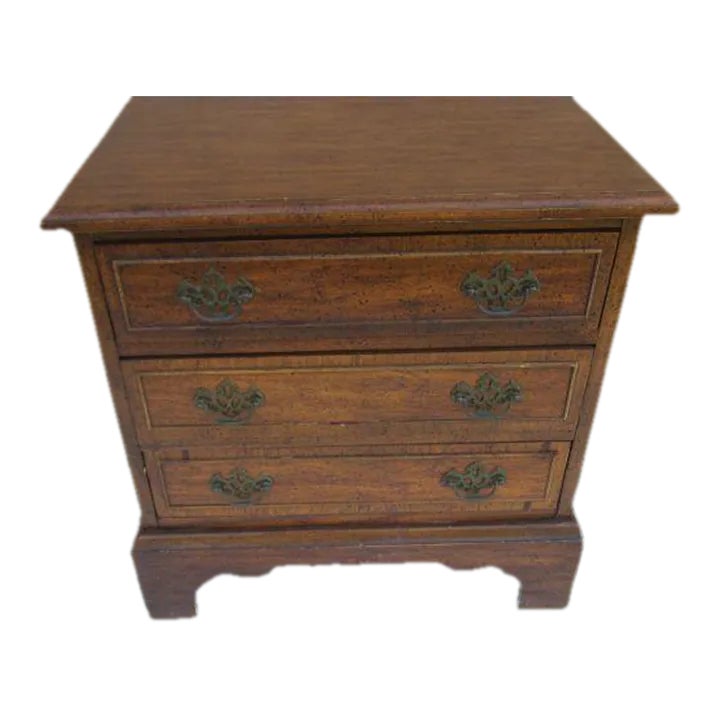 1980s Nightstand 3 Drawer by Dixie Dark Wood Tone | Chairish