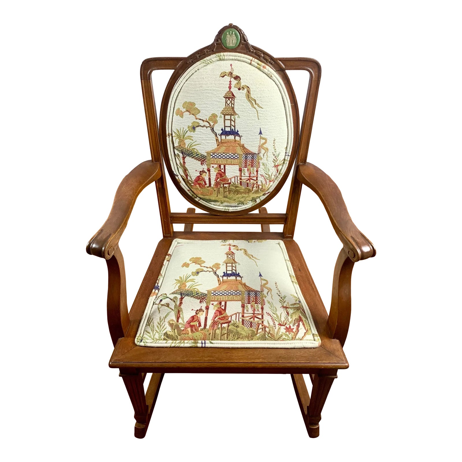 Wedgwood Regency Style Upholstered Rocking Chair | Chairish