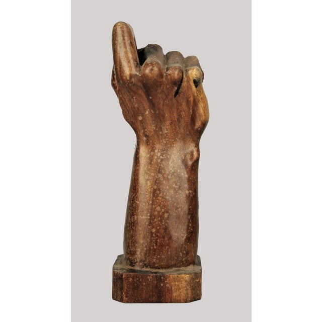 Late 20th Century Dominican Hand-Carved Varnished Wooden Hand Sculpture ...