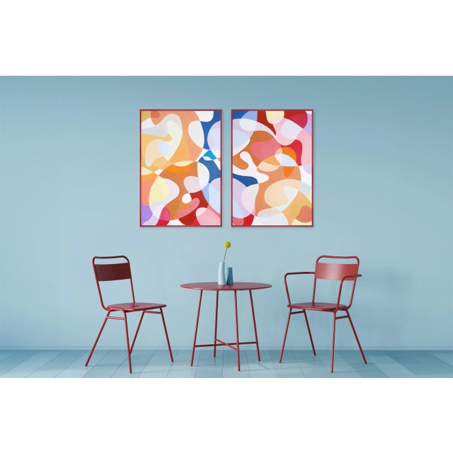 2024, Avant-Garde Style Large Painting Diptych of "Rainbow Curves", Acrylic Painting on ...