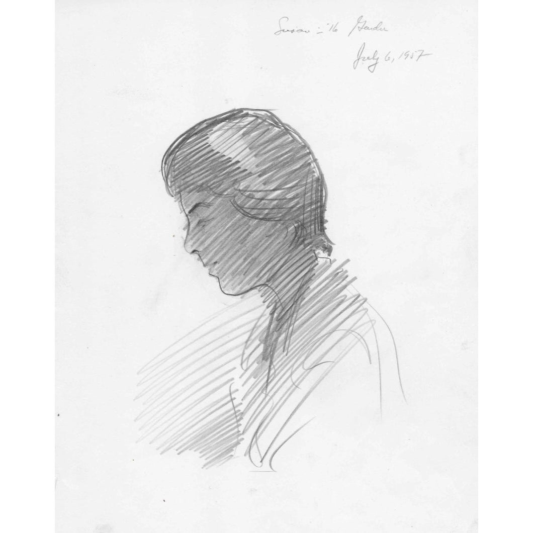 1957 Susan Portrait Drawing by Charles Merrill Mount | Chairish