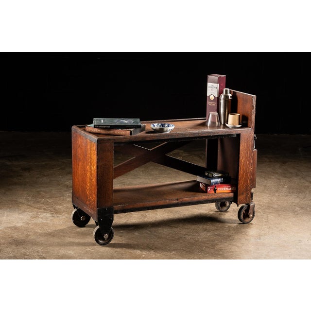 1920s Wooden Library Cart | Chairish