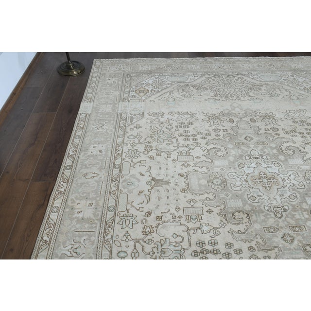 1970s Vintage Persian Handmade Wool Cotton Beige Area Rug | Chairish