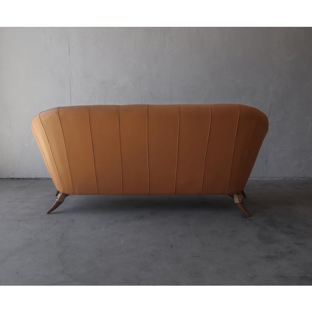 Pacific Green Leather 3-Seater Lima Sofa | Chairish