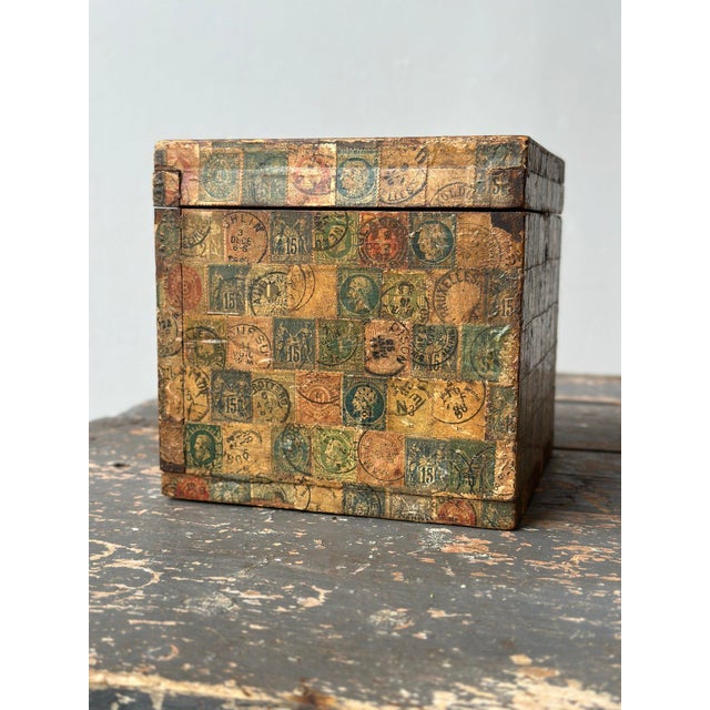 Antique Folk Art European Stamp Découpage Storage Box, Circa Late 19th ...