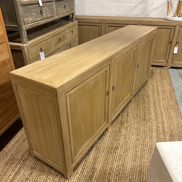 3 Door Natural Low Cabinet | Chairish