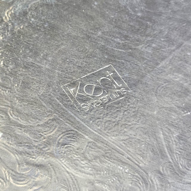 Kent Silversmiths Silverplate Serving Tray W/ Crystal Insert | Chairish