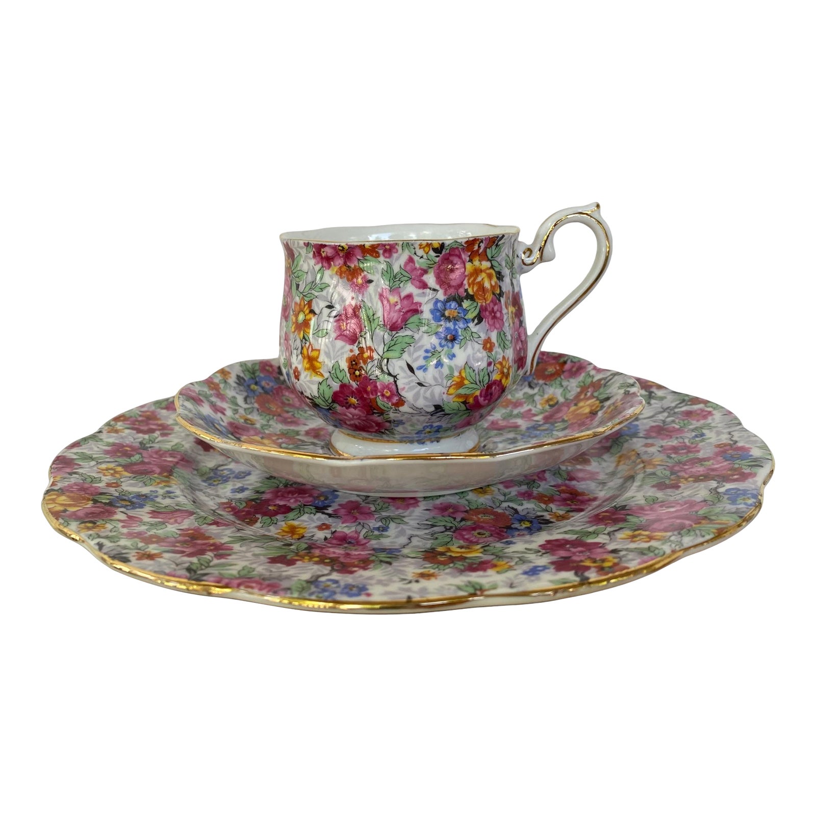 Vintage Royal Albert Rose Chintz Hampton Tea Cup, Saucer & Luncheon ...