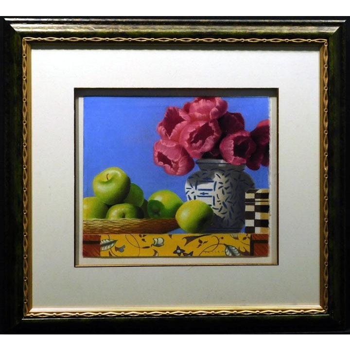 James Jensen Green Apples Original Pastel Paper Custom Framed Hand ...