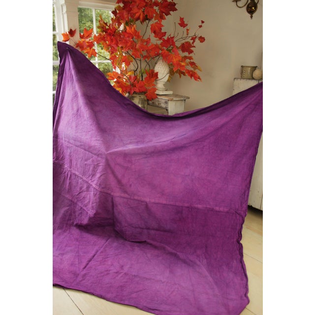 Dyed French Antique Linen Sheet Fabric Bright Vibrant Purple Upholstery ...