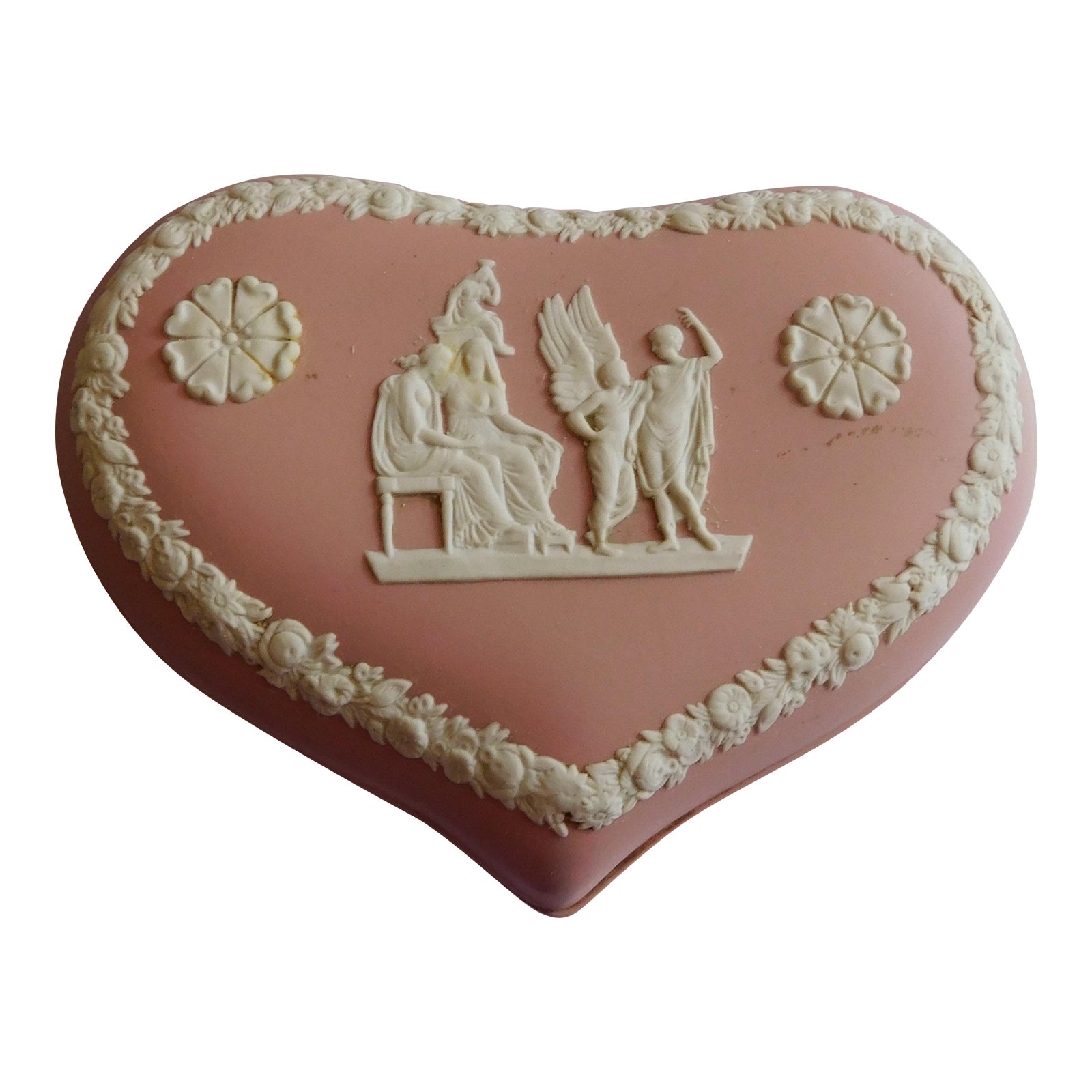 1950s Pink Wedgwood Jasperware Heart Shaped Box With Lid | Chairish