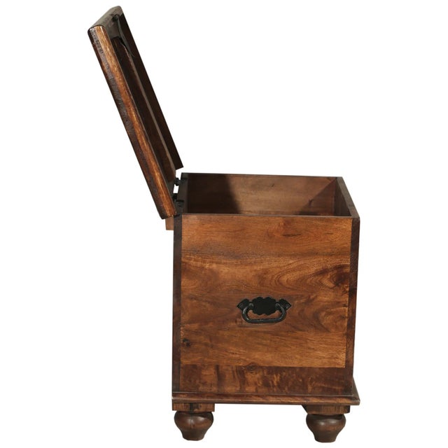 Solid Wood Chest With Brass Accents | Small 18" Wide End Table With ...